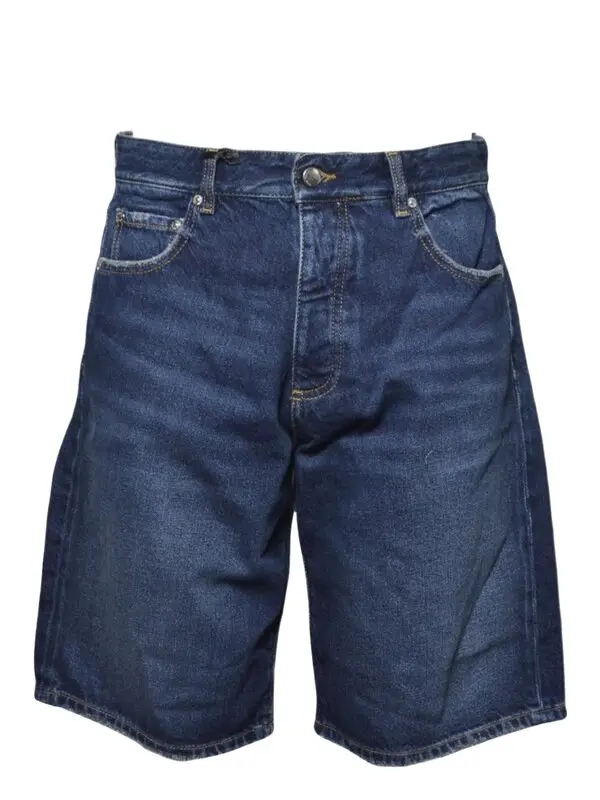 ICON DENIM LOS ANGELES Denim Shorts With Whiskering Effect - Blue