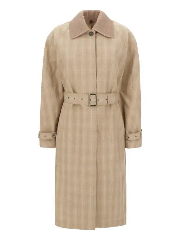 Iceberg Checked Belted Coat - Nude