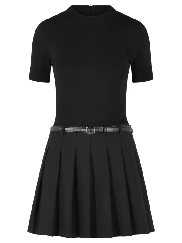 Simkhai Pleated Mini Dress With Belt - Black