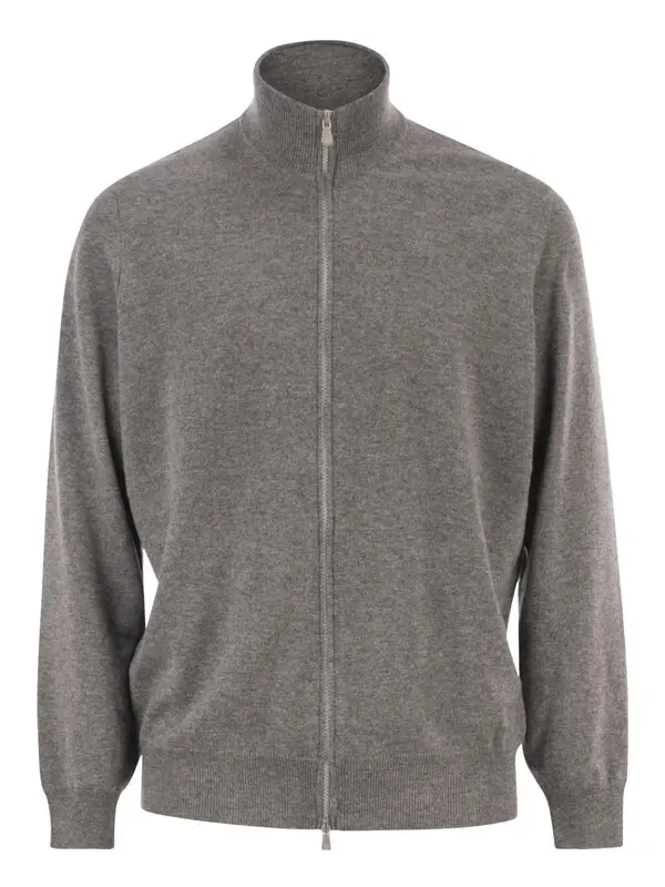 Brunello Cucinelli Zip-up High Neck Cardigan - Gray