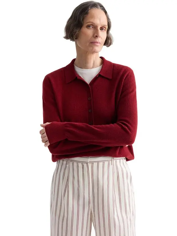 TWP Cashmere Henley Sweater - Karanda Red