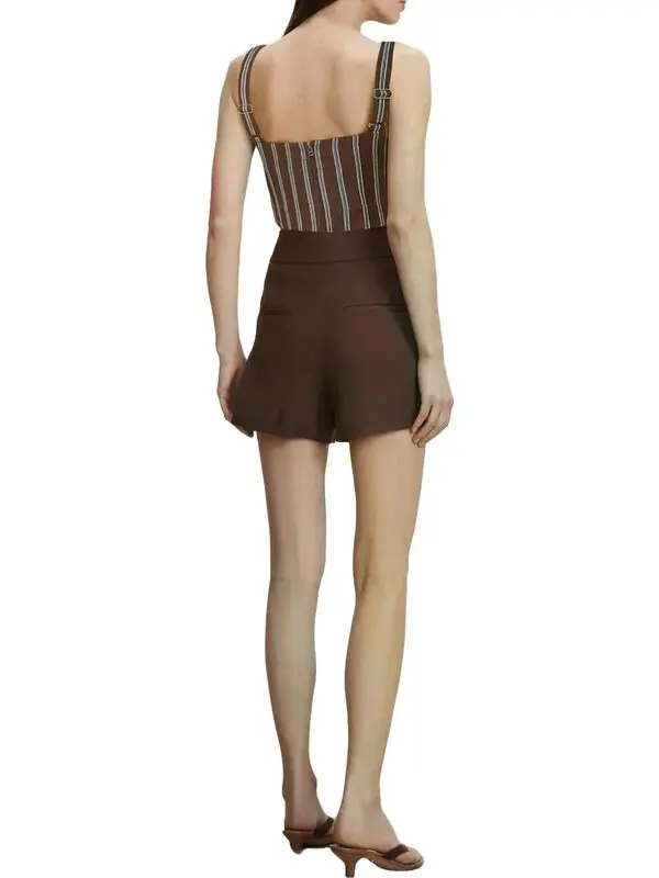 Veronica Beard Vonette Striped Sweetheart Neck Top - Brown