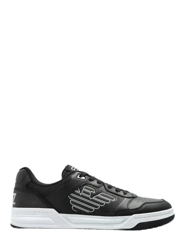 EA7 Logo Print Panelled Sneakers - Black