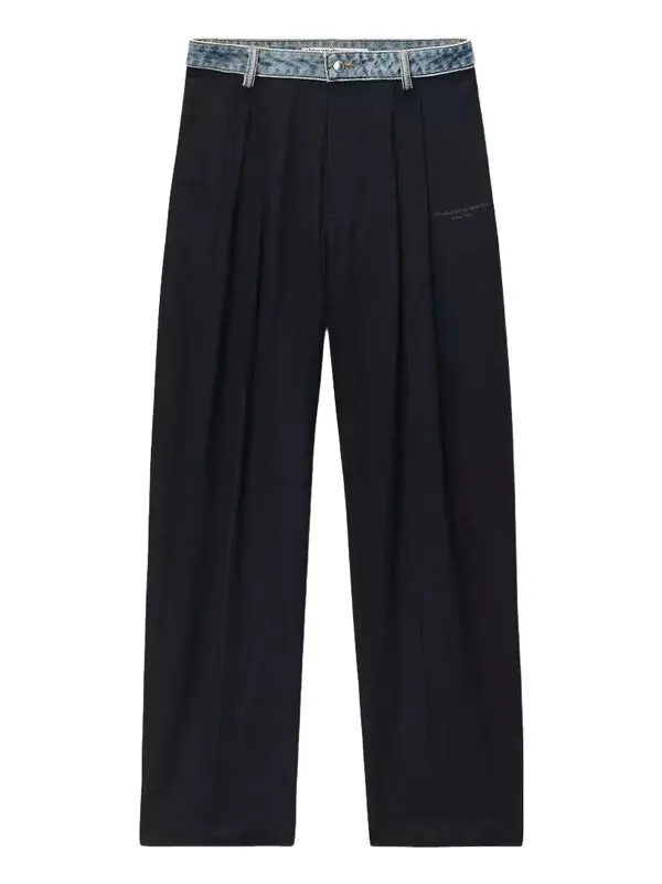 Alexander Wang Pleated Trousers With Contrast Denim Waistband - Black