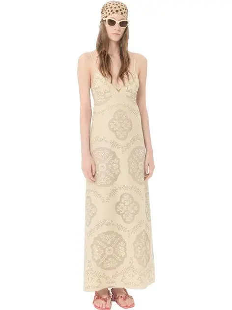 Valentino Garavani Midi Dress In Floral Stamp Blanket - Silver
