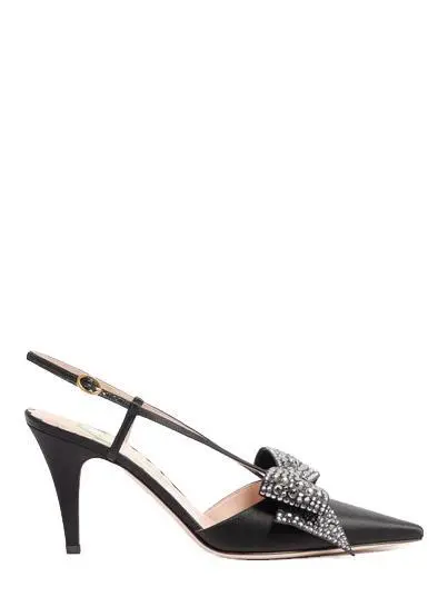 Valentino Garavani Bowow Slingback Pumps In Satin 85mm - Black