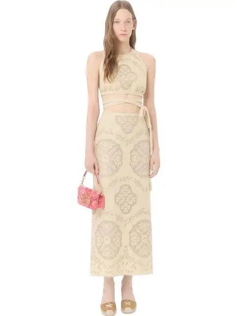 Valentino Garavani Midi Skirt In Floral Stamp Blanket - Silver