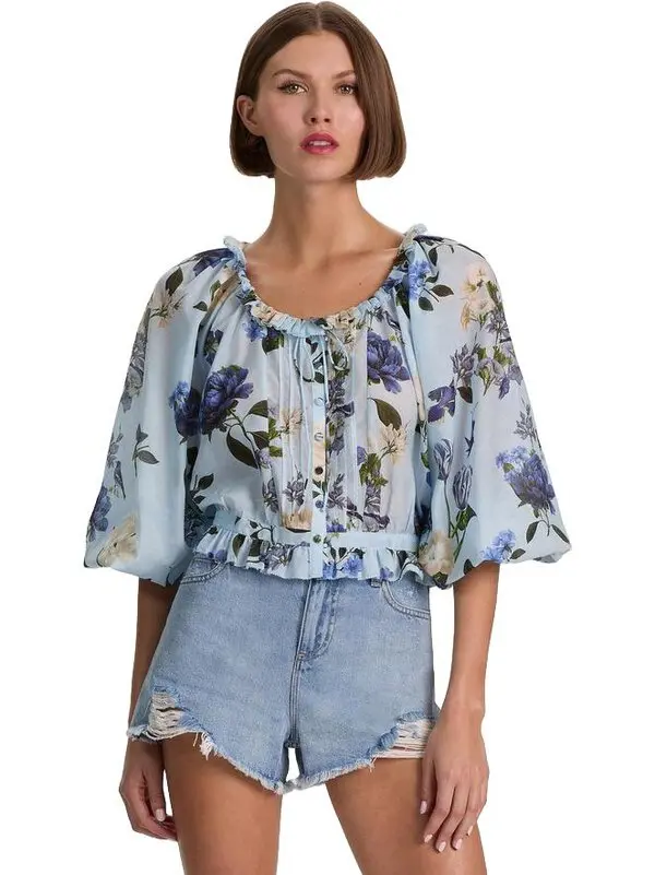 Alice + Olivia Mclaine Long Sleeve Blouse - Denim
