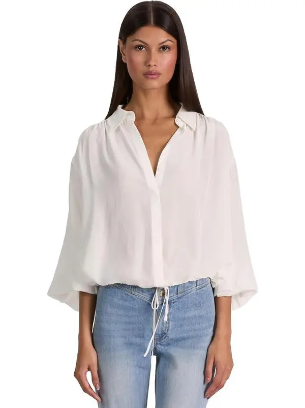Alice + Olivia Margaux Tie Front Blouse - White