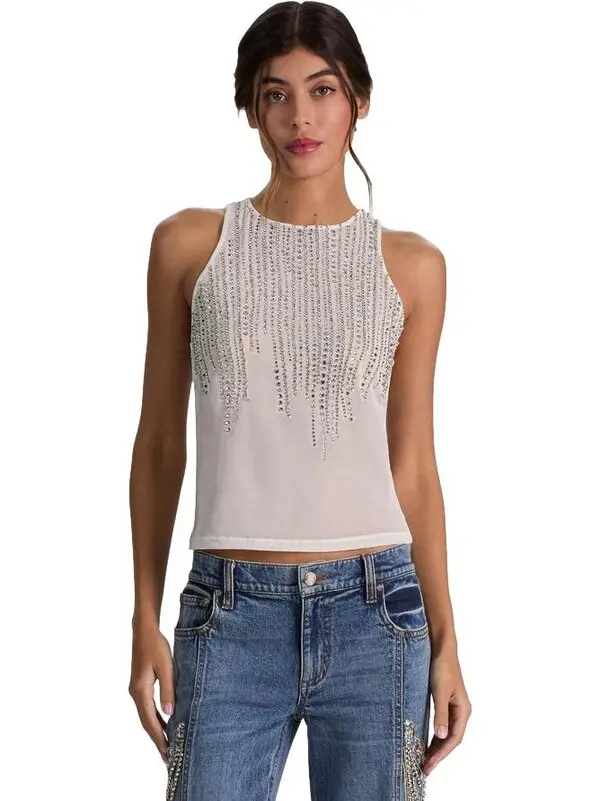 Alice + Olivia Pania Embellished Tank - White