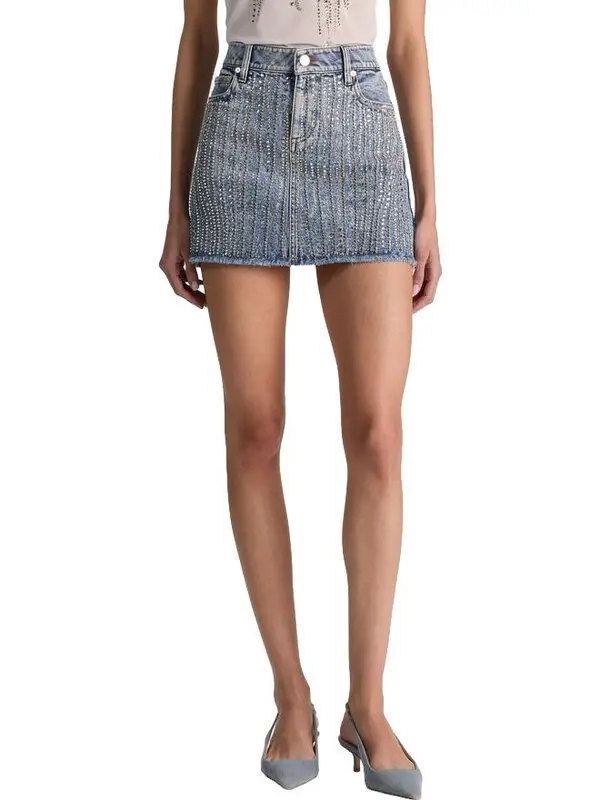 Alice + Olivia Kiera Embellished Mini Skirt - Denim