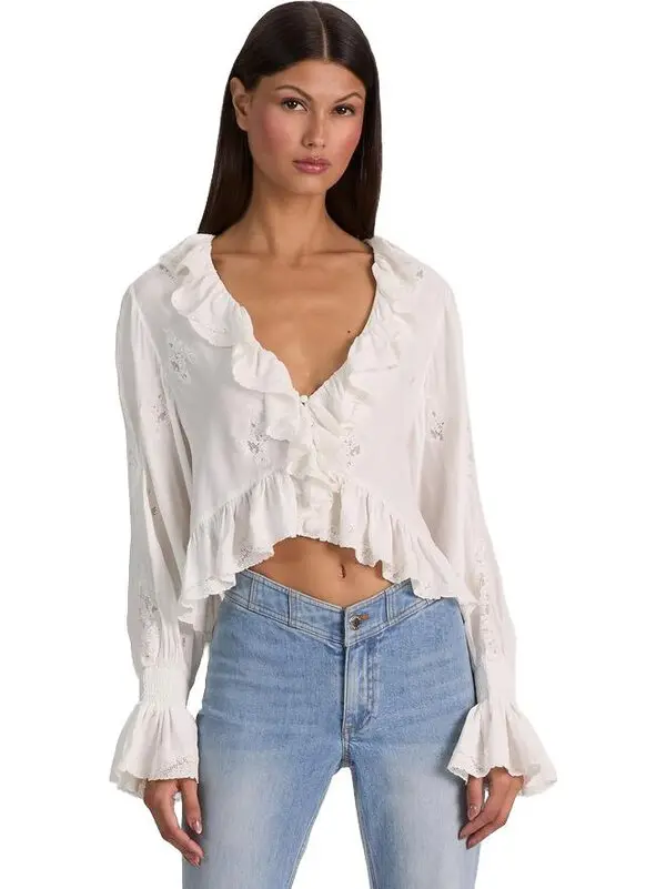 Alice + Olivia Skye Ruffled Blouse - White
