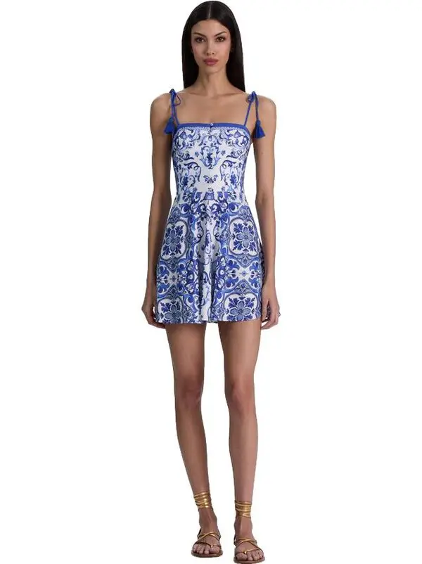 Alice + Olivia Glinda Printed Mini Dress - Navy