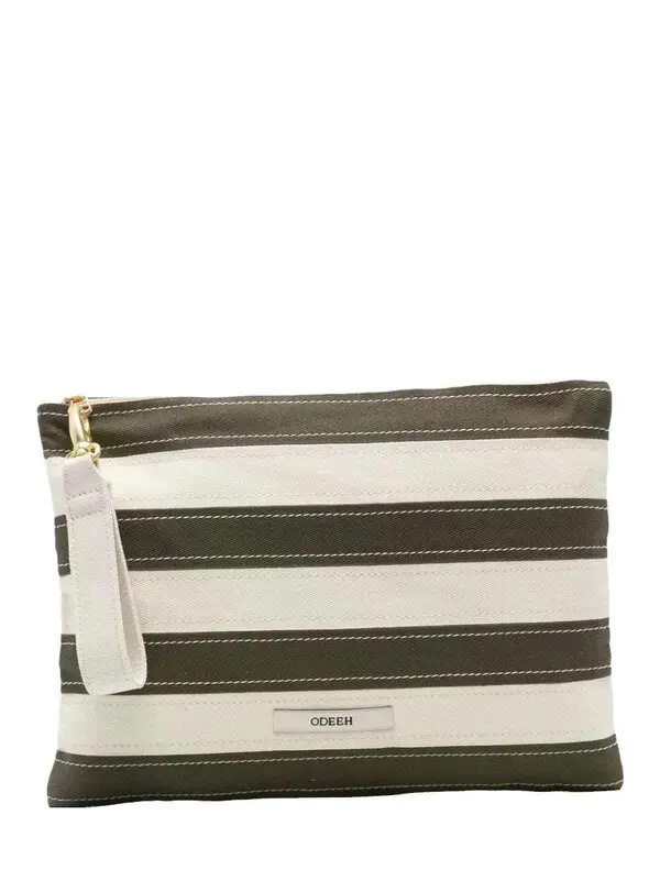 ODEEH Striped Canvas Clutch Bag - Green