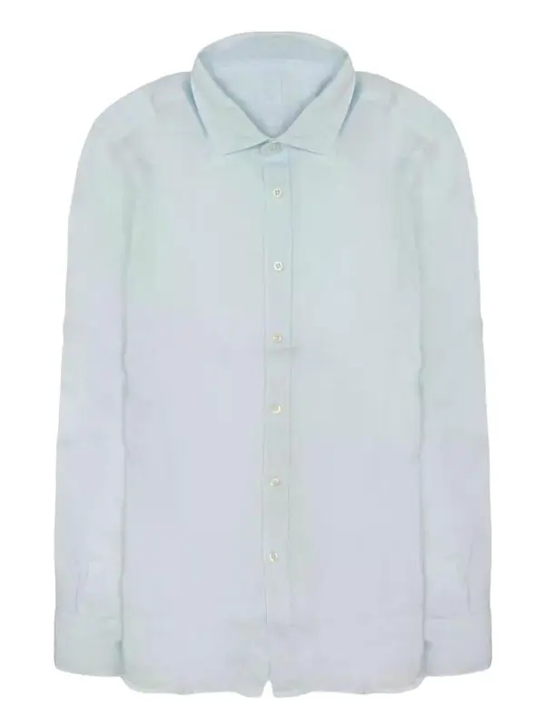120% Lino Long-sleeve Linen Shirt - Blue