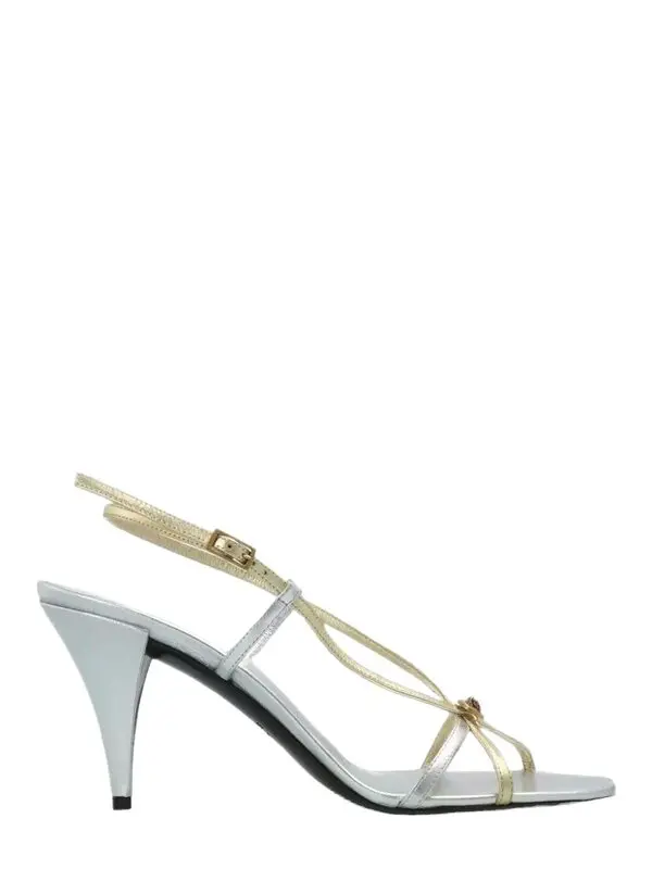 Versace Valentina Metallic Leather Sandals - Silver