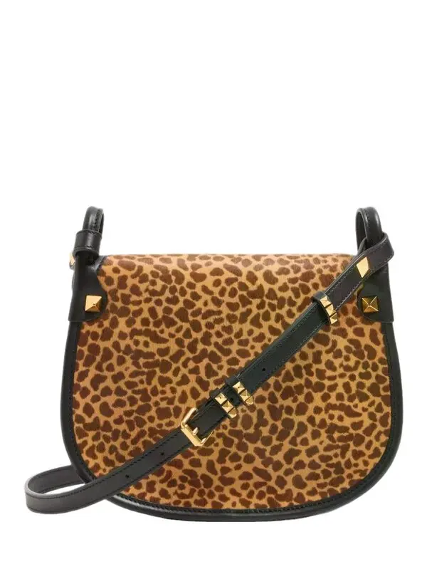 Valentino Garavani Flâneuse Small Shoulder Bag In Pony-effect Calfskin - Brown