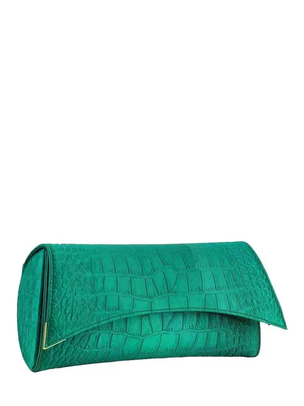 Tyler Ellis Veronica Crocodile-effect Clutch Bag - Green