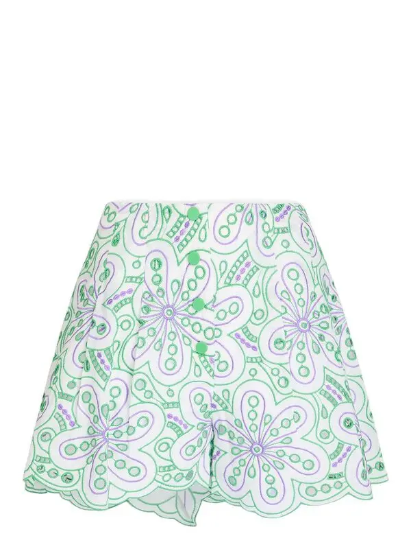 Charo Ruiz Ibiza Gabrielle Scalloped Broderie Anglaise Cotton-blend Shorts - Lilac