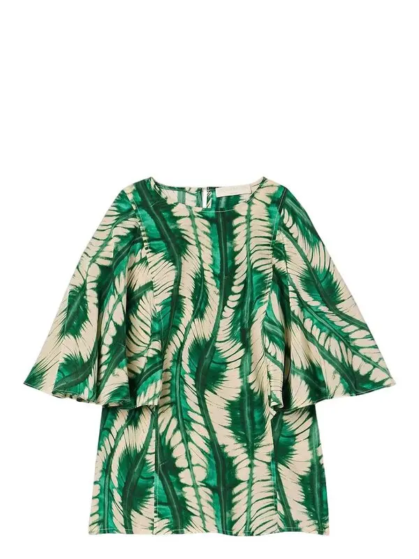 Ulla Johnson Ada Printed Silk Top - Emerald