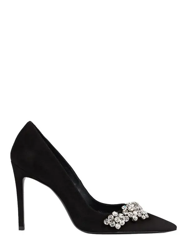 STUART WEITZMAN Fleur Embellished Suede Pumps - Black