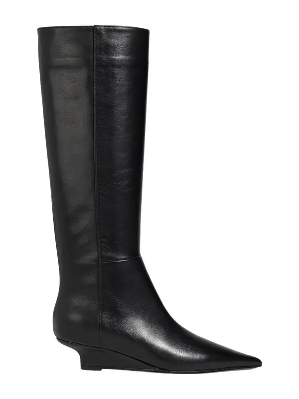TOTEME Sharp Leather Knee Boots - Black