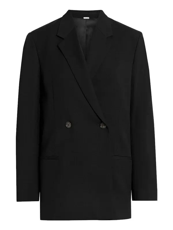TOTEME Double-breasted Wool Twill Blazer - Black
