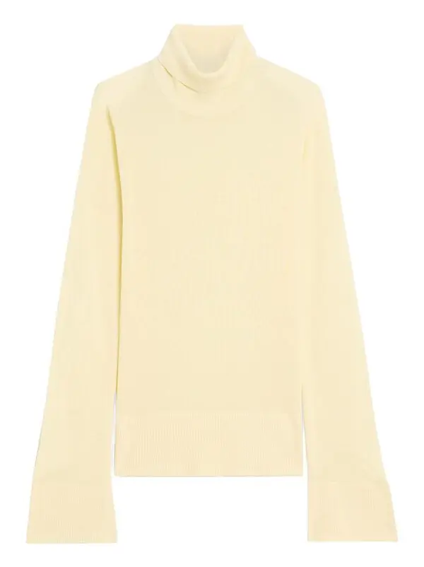 TOTEME Lyocell-blend Turtleneck Sweater With Slit Sleeves - Pastel Yellow