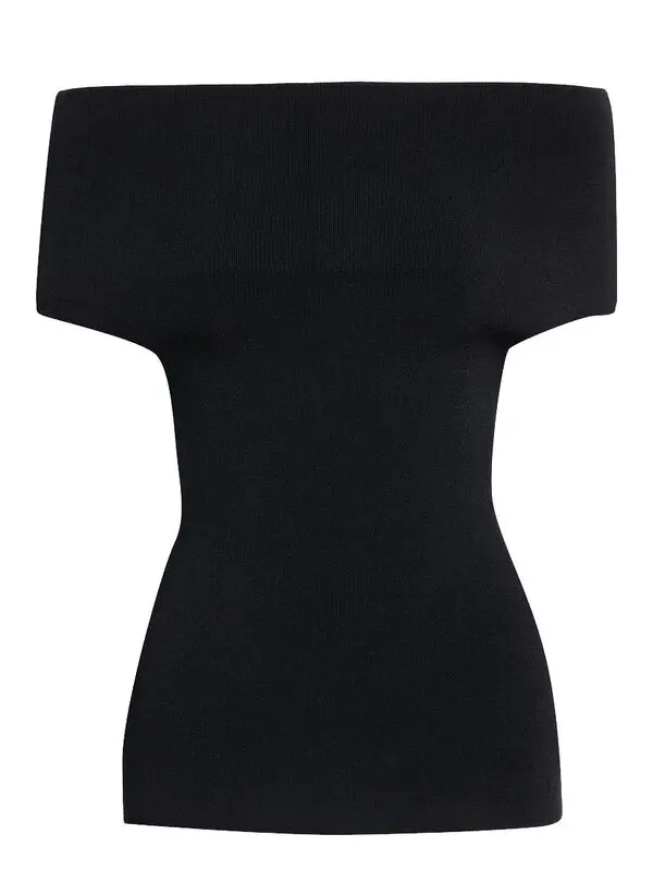 TOTEME Off-the-shoulder Stretch-knit Top - Black