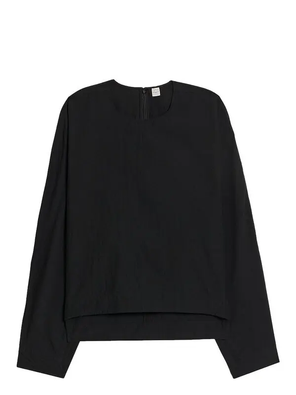 TOTEME Crinkled Cotton-blend Top - Black