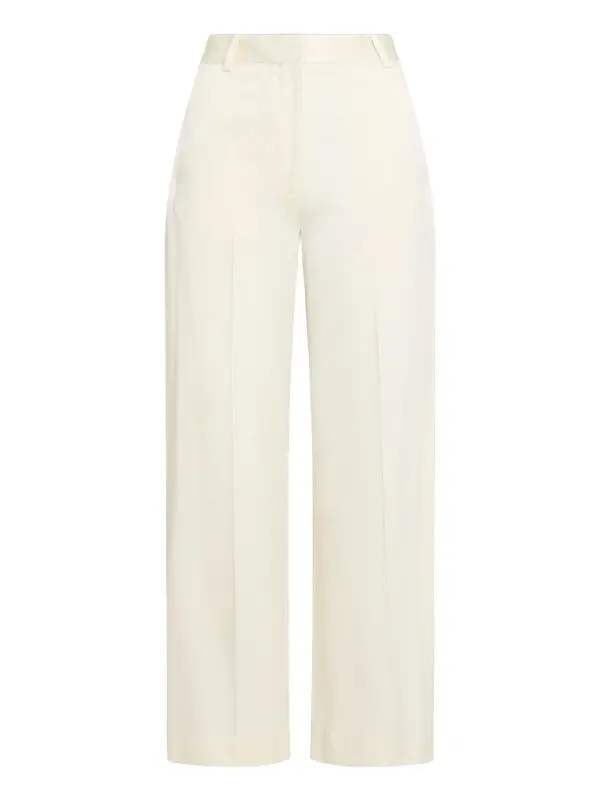 TOTEME Satin Crepe Straight Leg Pants - Ivory