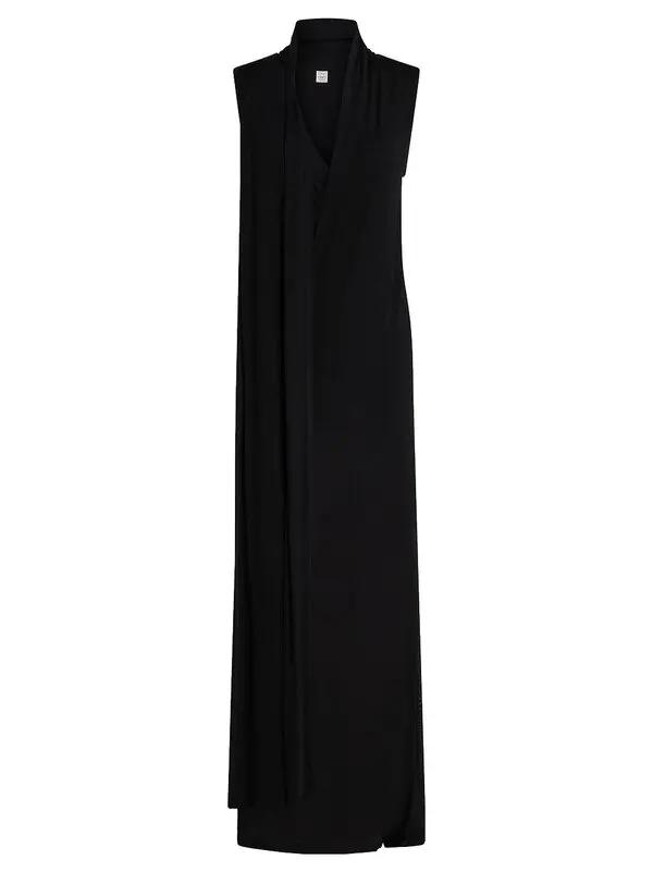 TOTEME Draped Jersey Maxi Dress - Black