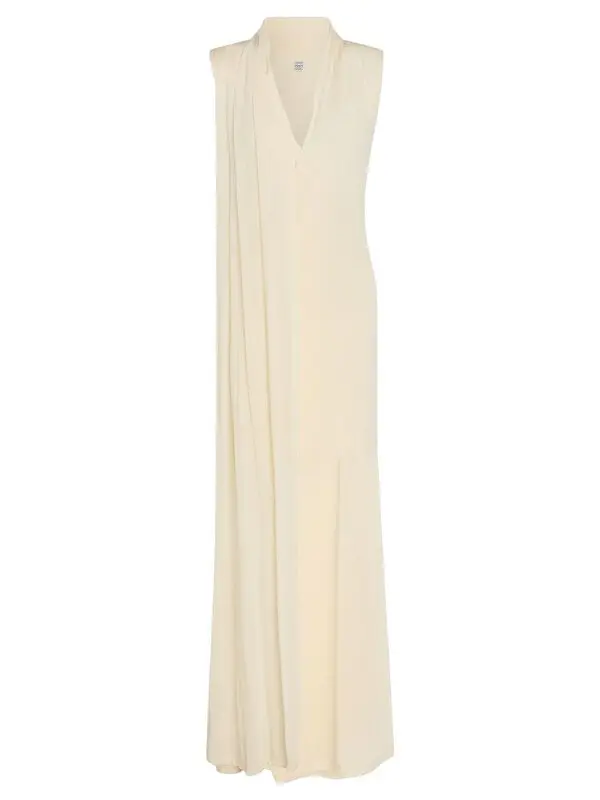 TOTEME Draped Jersey Maxi Dress - Ecru