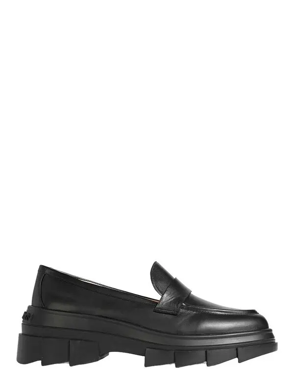 STUART WEITZMAN Noho Leather Platform Loafers - Black