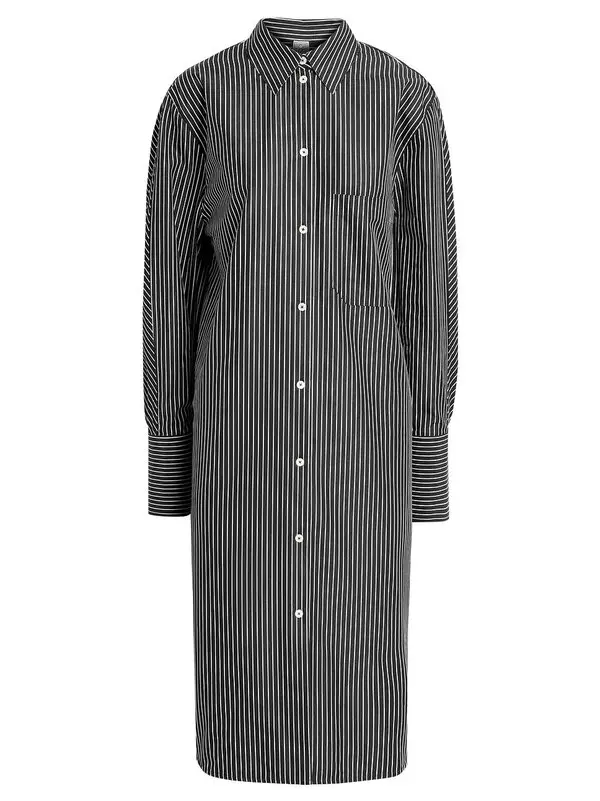TOTEME Striped Cotton-poplin Midi Shirt Dress - Black