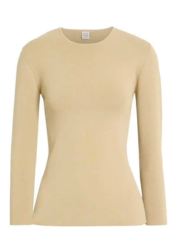 TOTEME Ribbed Stretch-knit Top - Beige