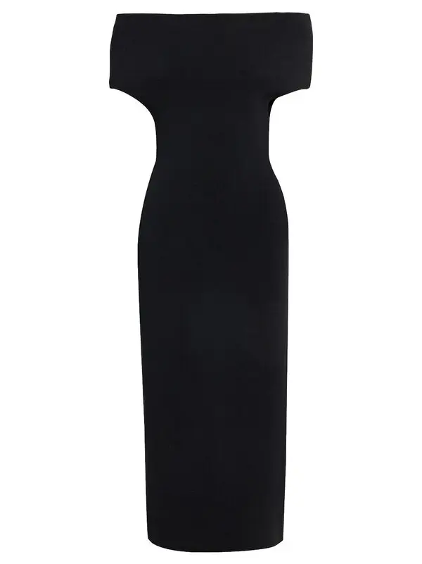 TOTEME Off-the-shoulder Stretch-knit Midi Dress - Black