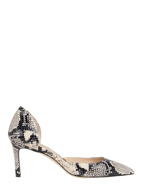 STUART WEITZMAN Mara 75 Snakeskin Pointed Toe Pumps - Ecru
