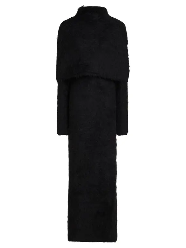 TOTEME Alpaca-blend Turtleneck Maxi Dress - Black