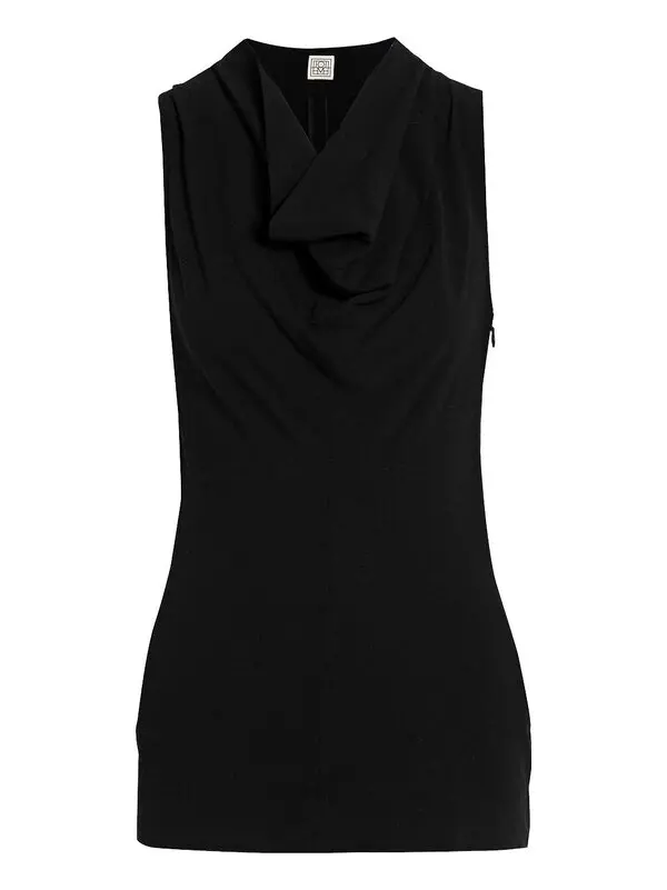TOTEME Draped Wool-blend Top - Black