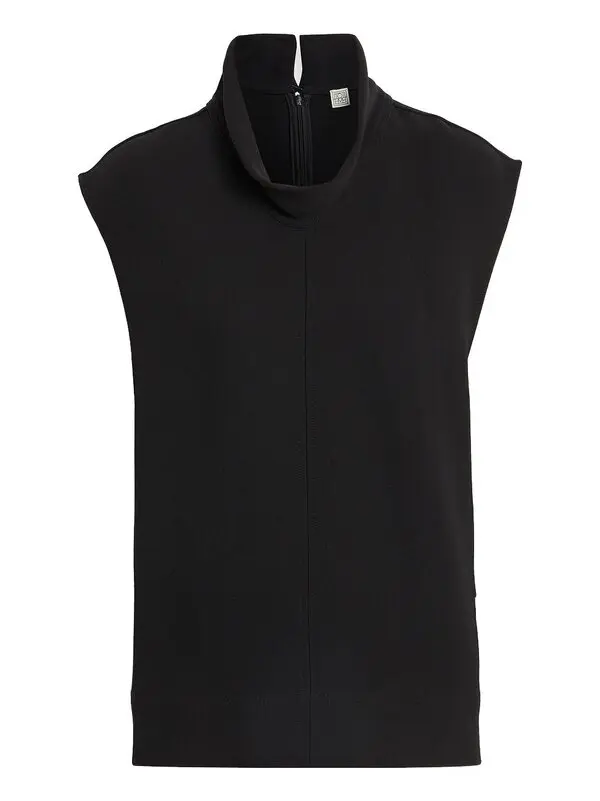 TOTEME Sleeveless High Neck Twill Top - Black