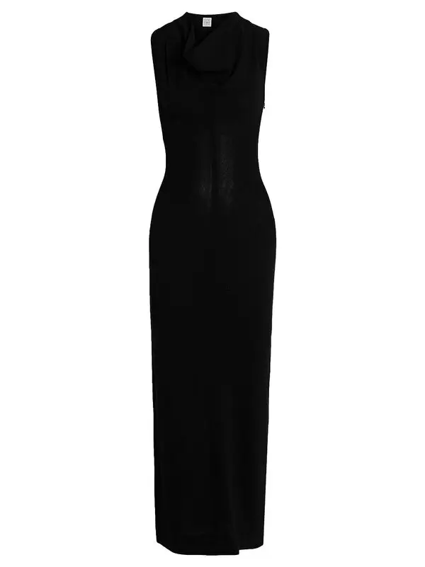 TOTEME Wool-blend Crepe Maxi Dress - Black