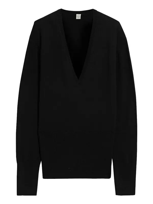 TOTEME Wool-blend V-neck Sweater - Black