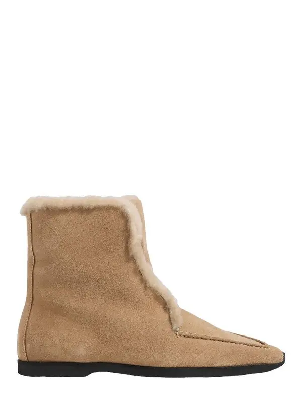 TOTEME Shearling-trimmed Suede Ankle Boots - Camel