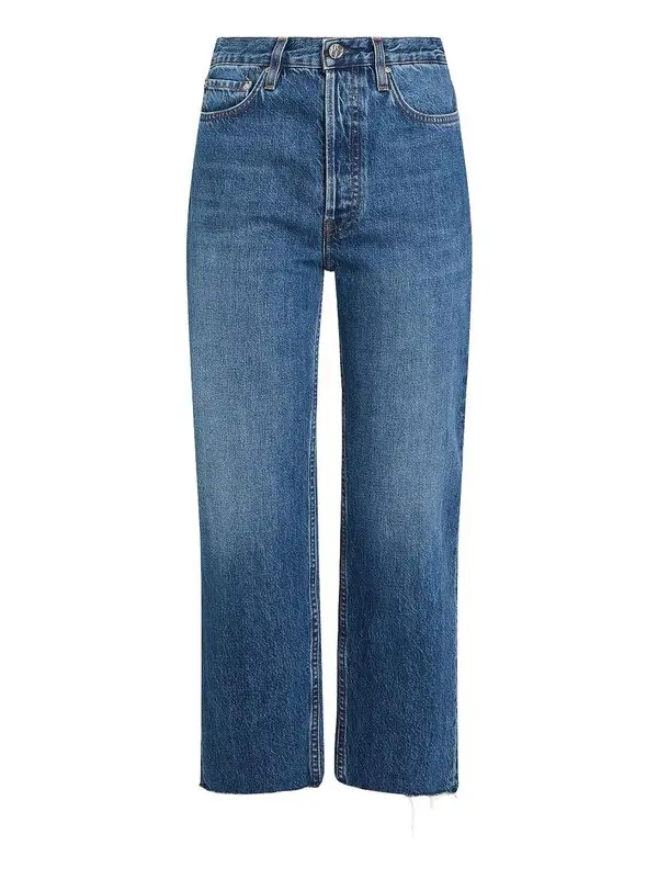 TOTEME Cropped High-rise Straight-leg Jeans - Mid Denim