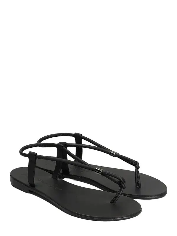 NICOLAS LAINAS Leather Flat Sandals - Black