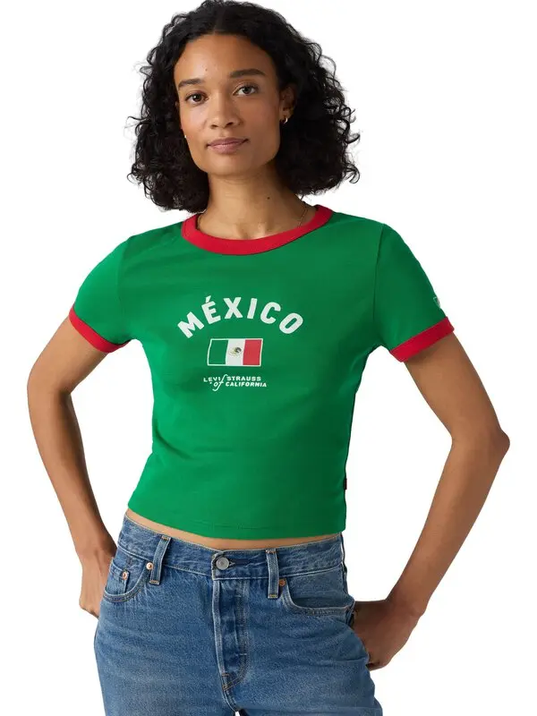 LEVI'S Cropped Ringer Tee With Mexican Flag Graphic - Mexico