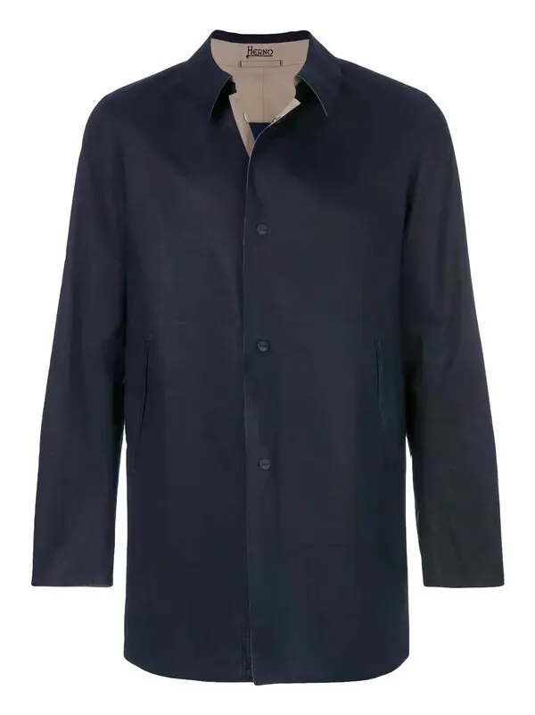 Herno Single-breasted Reversible Coat - Blue