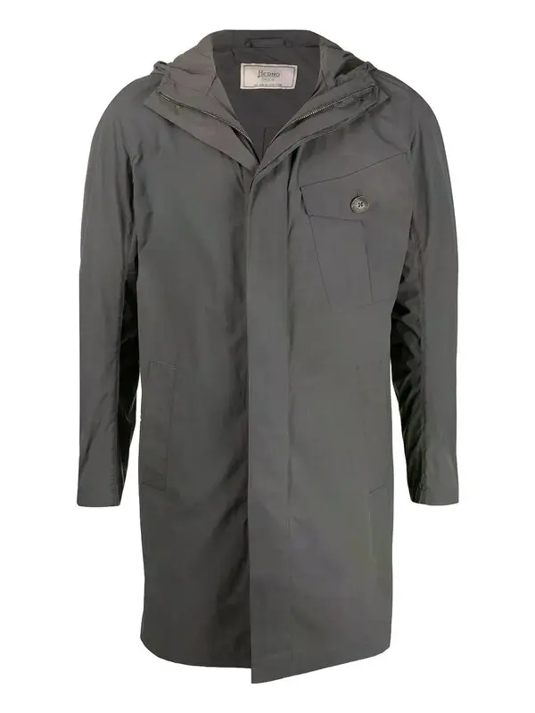 Herno Concealed Fastening Hooded Parka - Grey