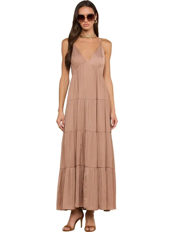 L'Agence Lua Tiered Maxi Dress - Hazelnut